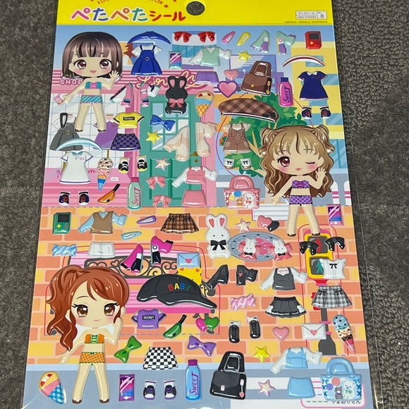 Daiso | Design | Puffy Dress Up Doll Chibi Anime Girl Stickers Kawaii ...